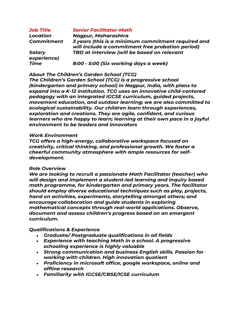 SR Facilitator - Math | PDF
