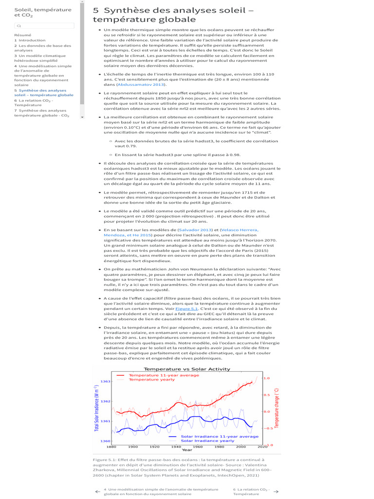 Soleil, Température Et CO2 - 5 Synthèse Des Analyses Soleil ...