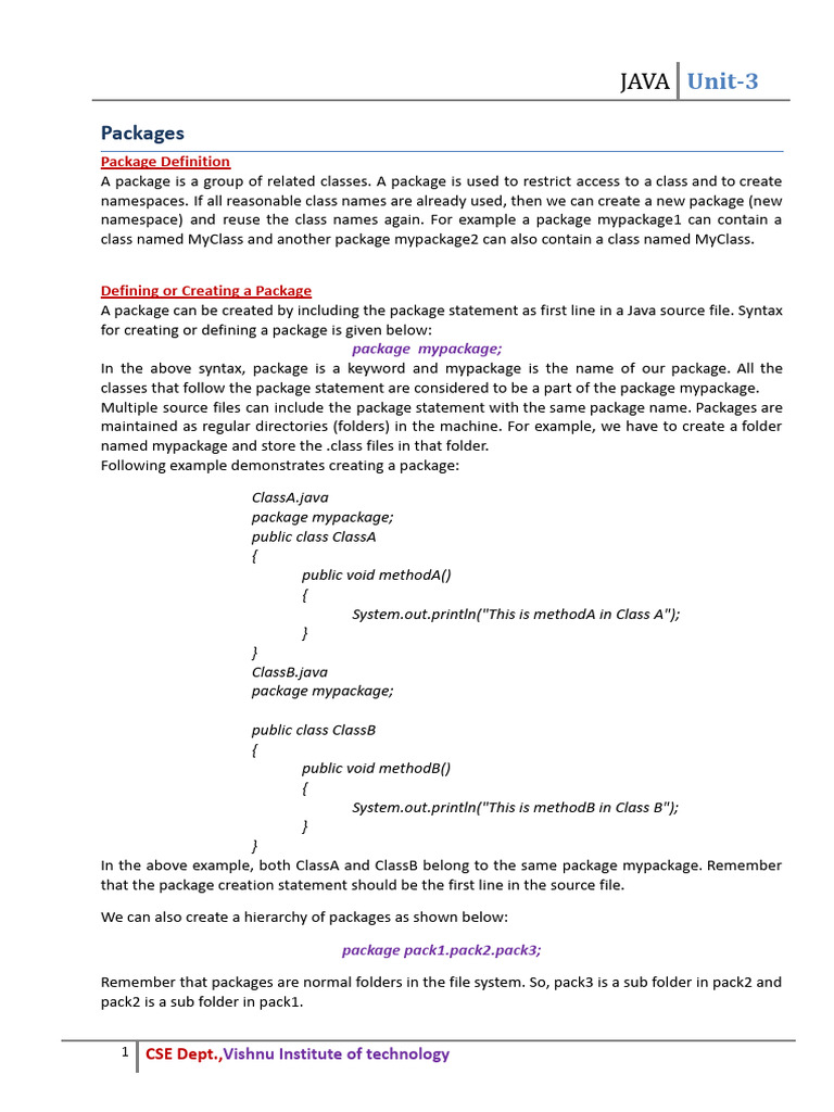OOPJ Unit 3 Material - Part 2 | PDF | Class (Computer Programming) | Integer (Computer Science)