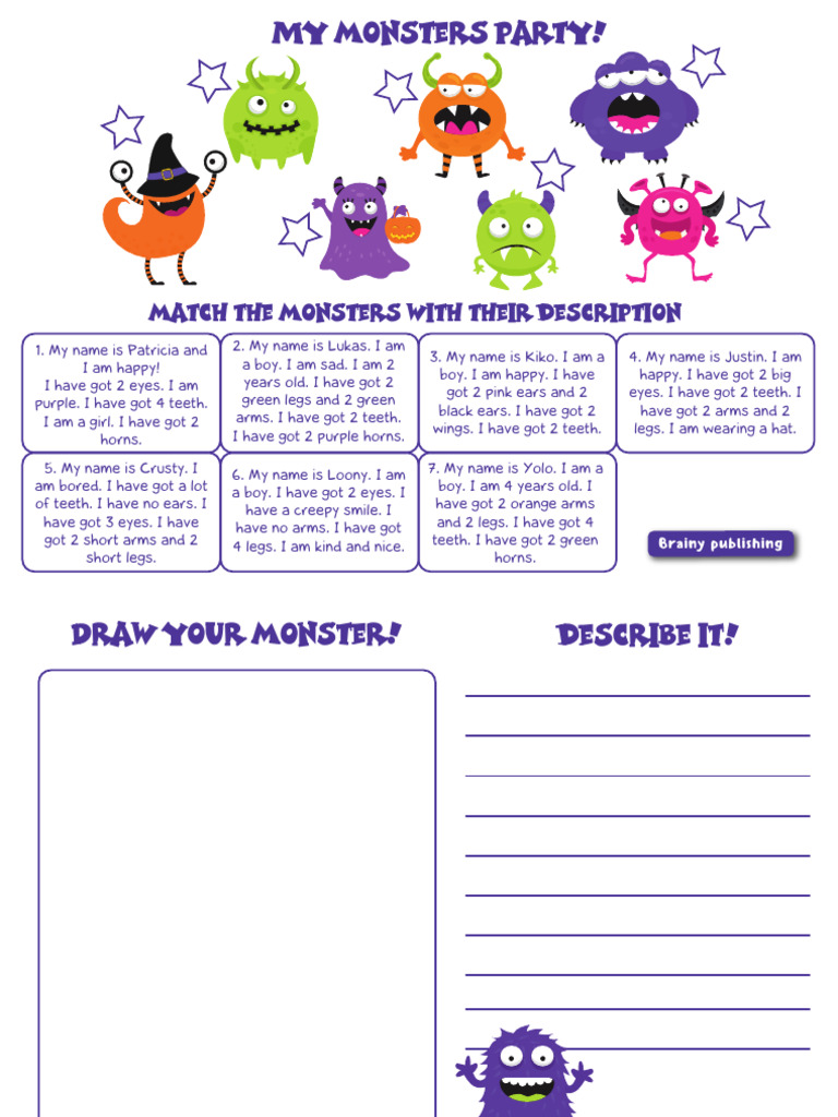 Monsters Tasks - by Brainy - Publishing | PDF