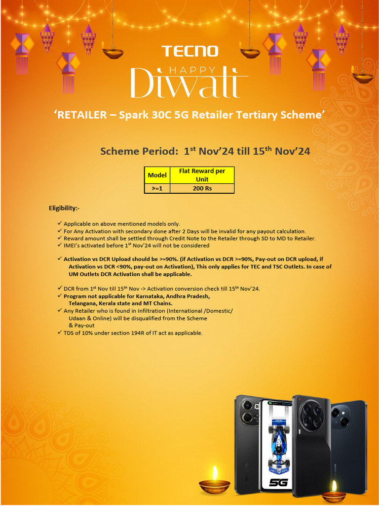 05_Nov'24_Tecno_Retailer_Spark 30C 5G Retailer Tertiary Scheme | PDF