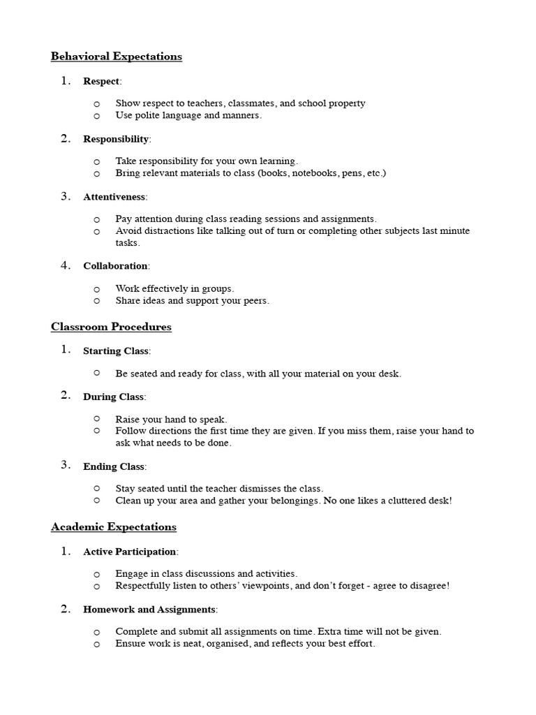 Classroom+Expectations + | PDF
