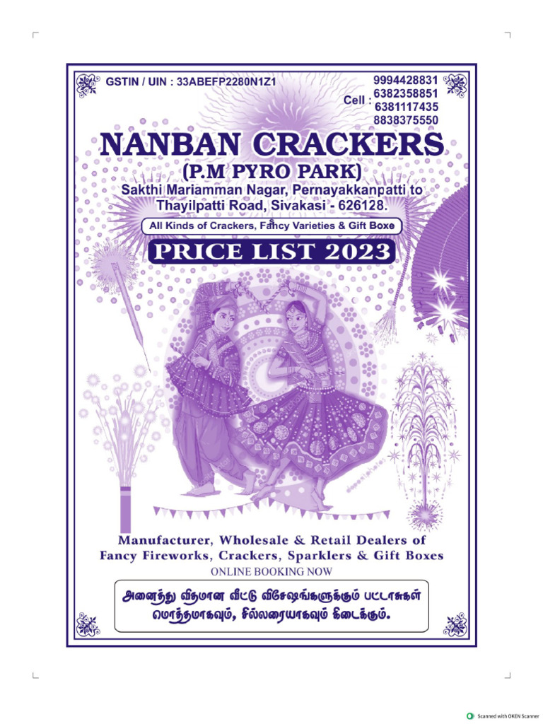 Nanban 2023 Crackers Price List | PDF