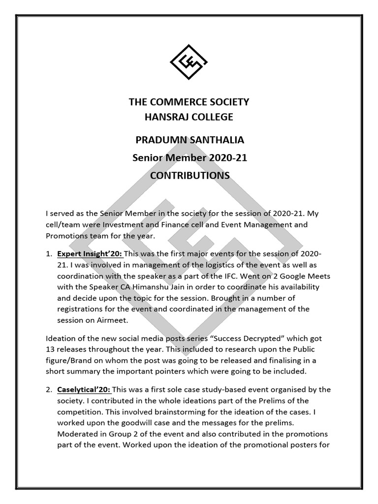 Comsoc Contributions - Pradumn Santhalia | PDF | Communication