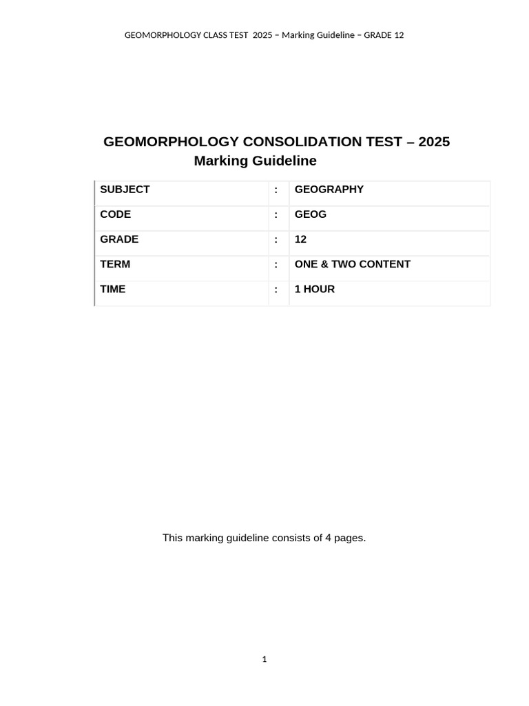 Grade 12 Geomorphology Test Guidelines | PDF | Fertilizer | Water Pollution
