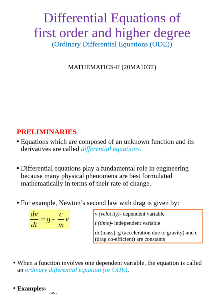 1-Differential-equations-first-order-higher-degree | PDF | Differential ...