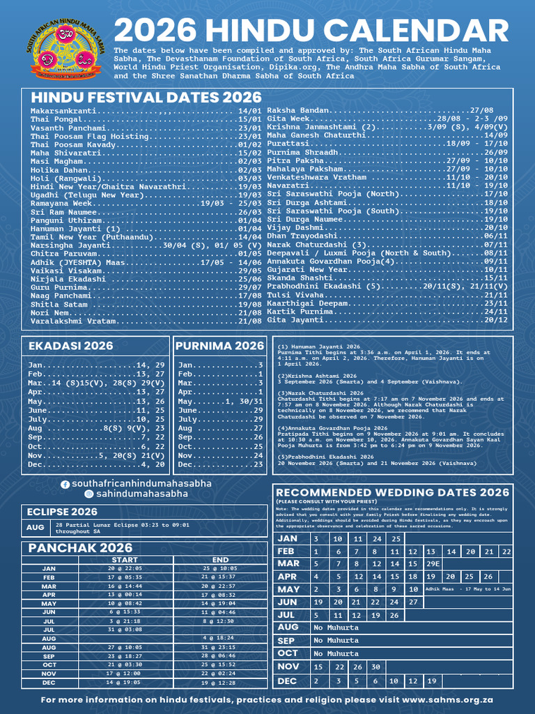Final Hindu Calender (2026) | PDF | Religious Festivals | Hindu Worship