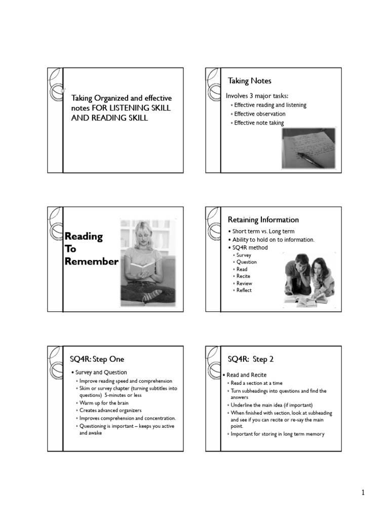 Topic 2 Reading, Listening and Note Taking | PDF | Reading ...