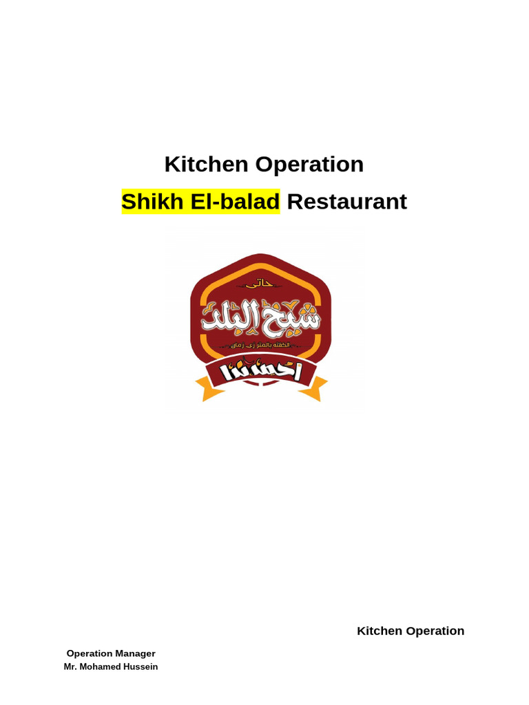 Kitchen Operation | PDF