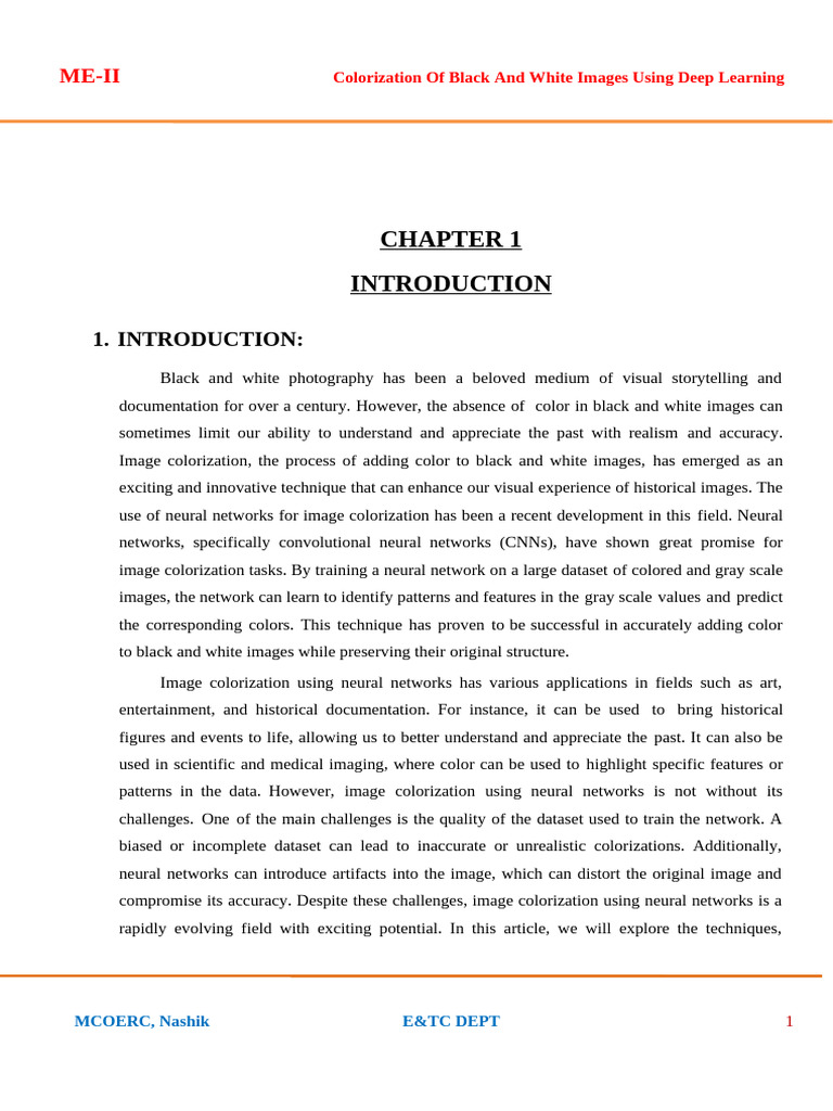 Colorization of Black and White Images Using Deep Learning | PDF ...