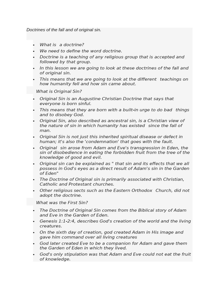 Doctrines of Original Sin Explained | PDF | Original Sin | Sin