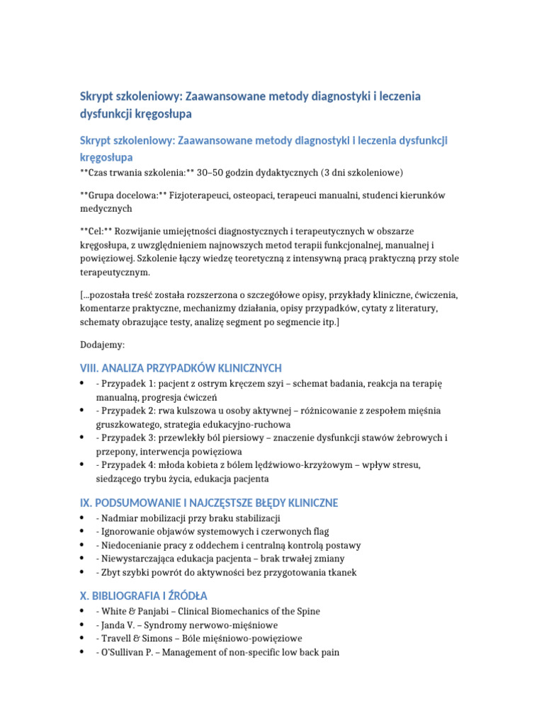 Skrypt Zaawansowane Metody Kregoslup | PDF
