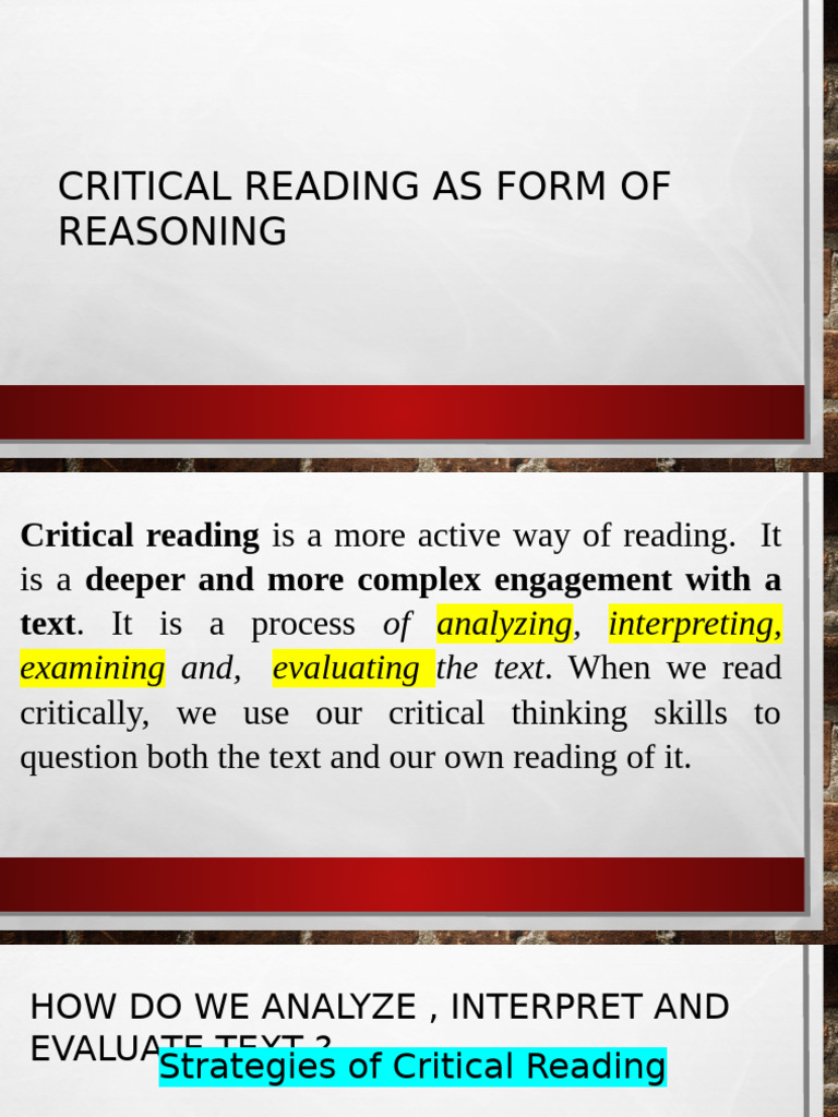 Critical Reading Definitionstrategiescharacteristics | PDF | Fallacy ...