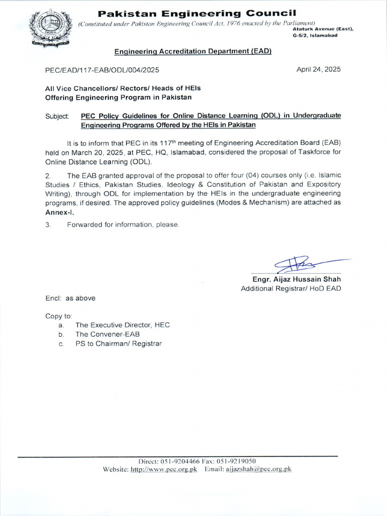 Online Distance Learning ODL UG Letter 2 HEIs 24.04.2025 | PDF ...