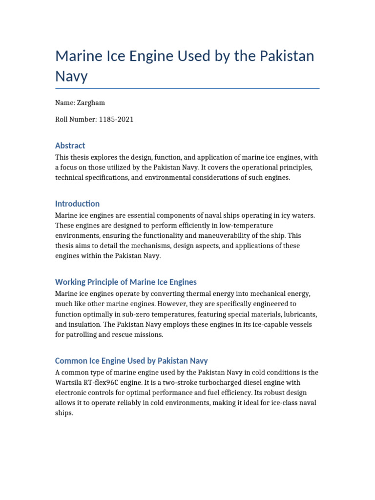 Marine Ice Engine Thesis Zargham | PDF