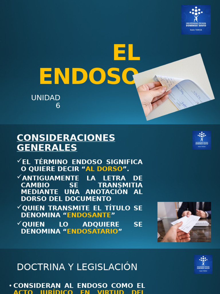 Unidad 6 El Endoso (1) | PDF | Propiedad