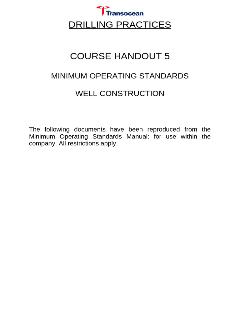 Min Op Standards Well Construct HANDOUT 5 | PDF | Pump