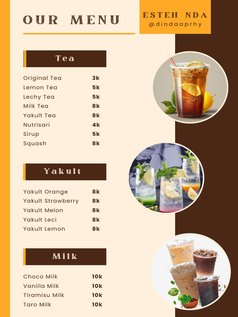 Beige Brown Orange Modern Drink Menu - 20250423 - 110725 - 0000 | PDF