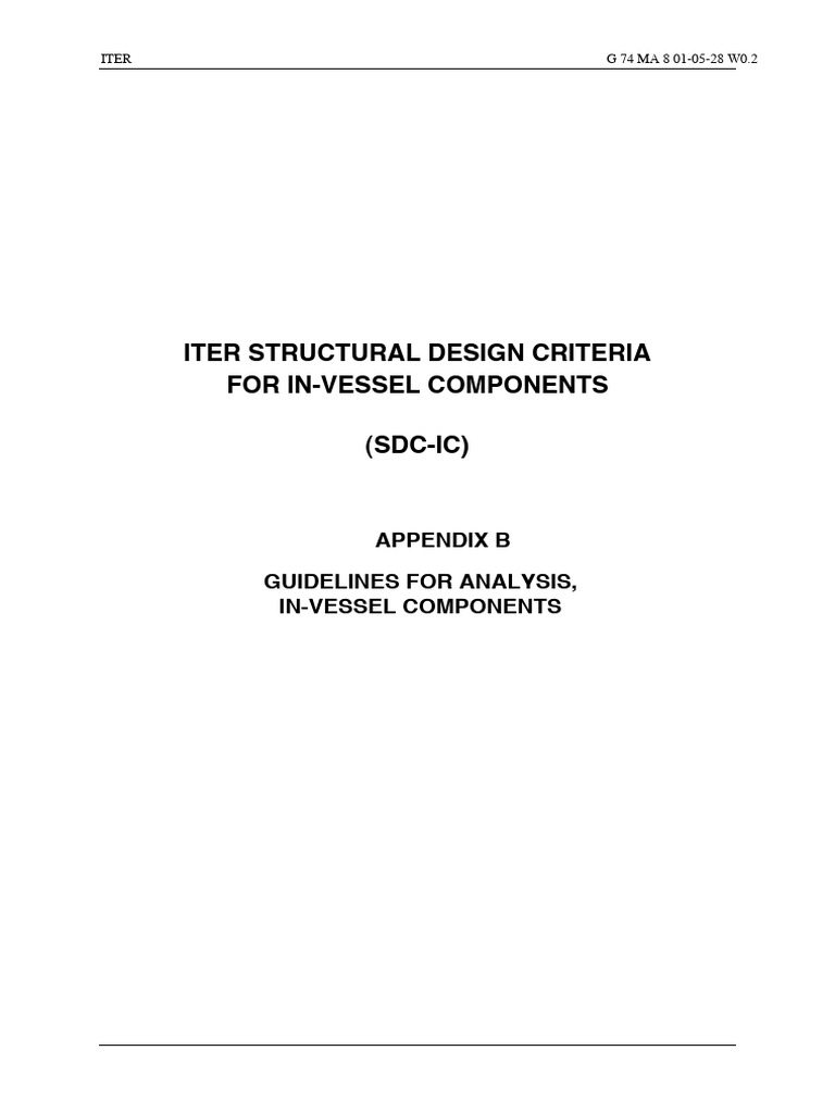 Iter Structural Design Criteria For In-Vessel Components (Sdc-Ic) | PDF | Stress (Mechanics ...