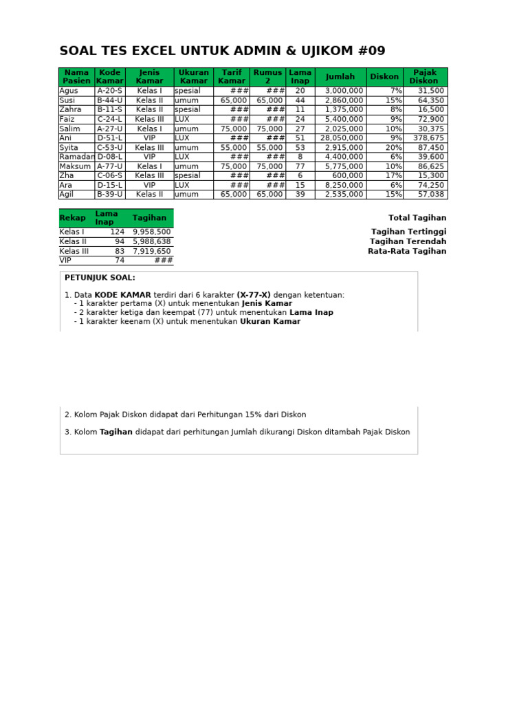 Soal Tes Excel Untuk Tes Admin Dan Uji Kompetensi #09 | PDF