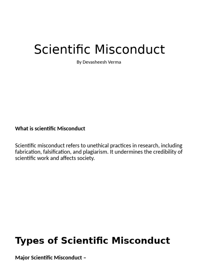 Research Misconduct PPT by Devasheesh Verma | PDF