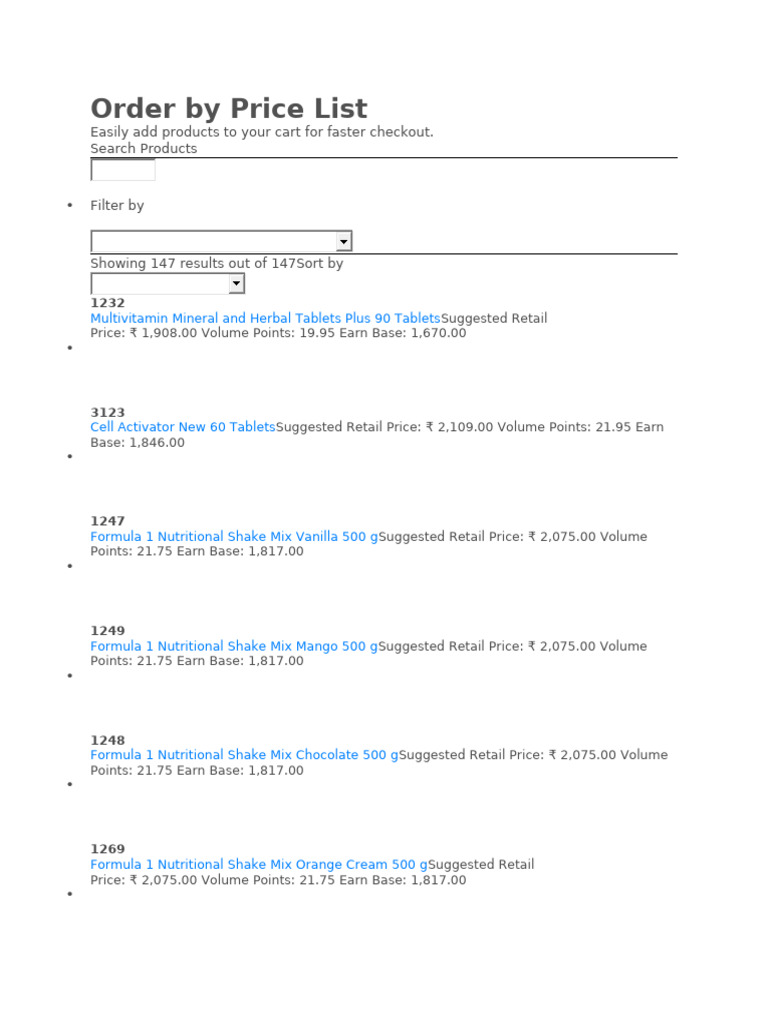 Order by Price List | PDF