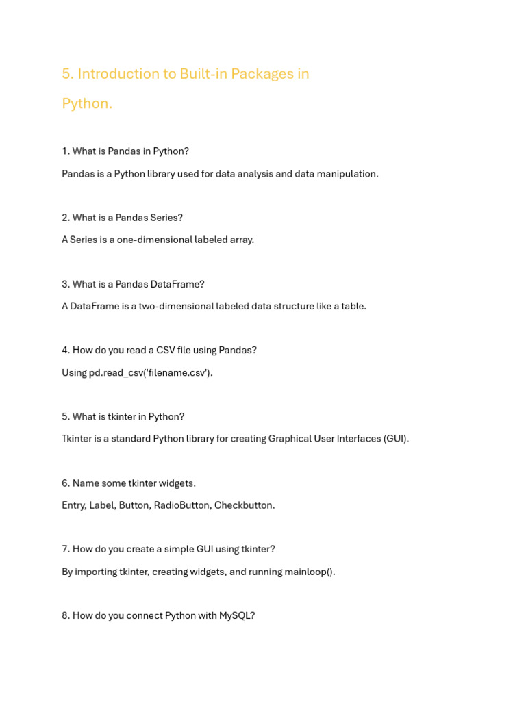 5. Introduction to Built-in Packages in | PDF