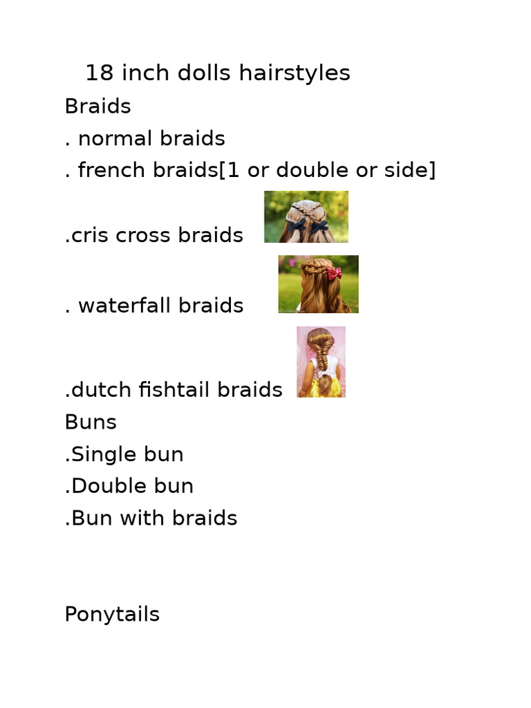 18 Inch Dolls Hairstyles: Braids - Normal Braids - French Braids (1 or ...