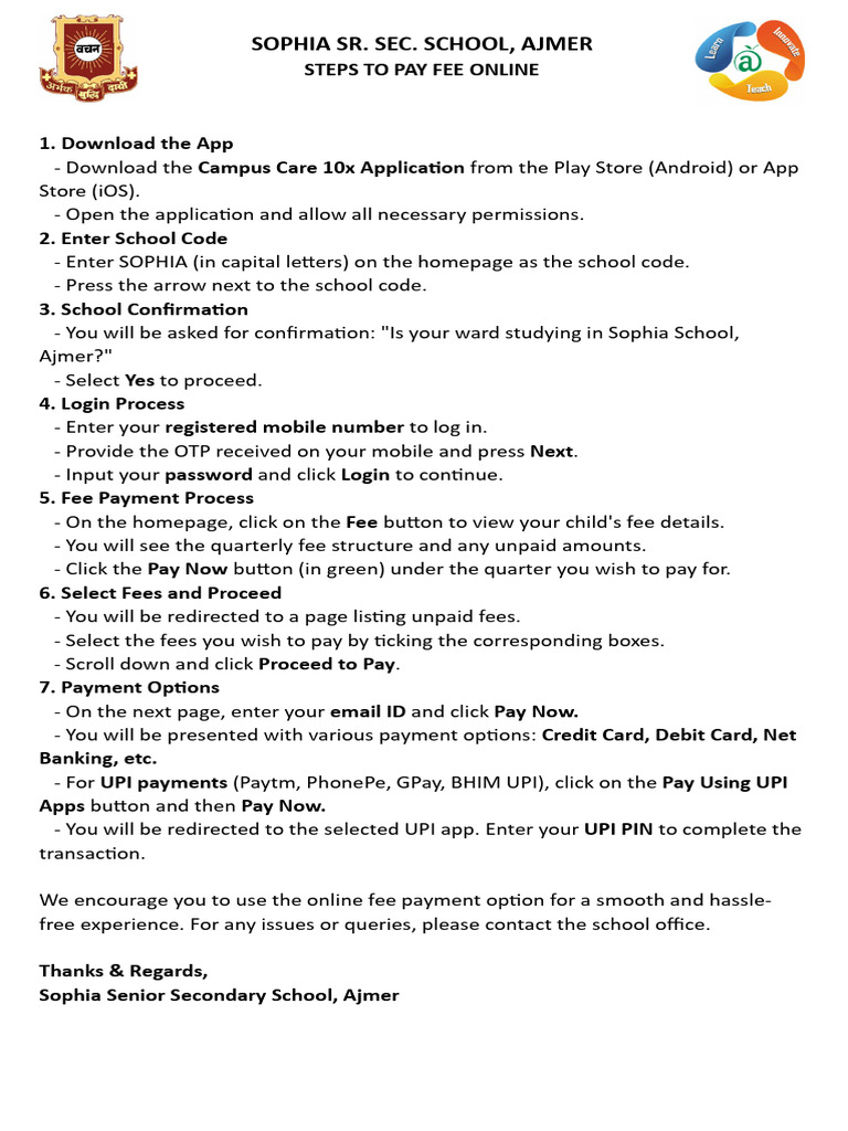 Steps To Pay Fee Online | PDF