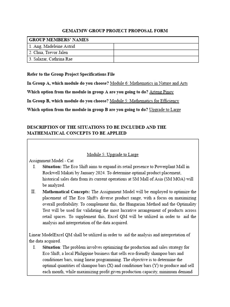 Gematmw Group Project Proposal Form | PDF | Pattern | Demand