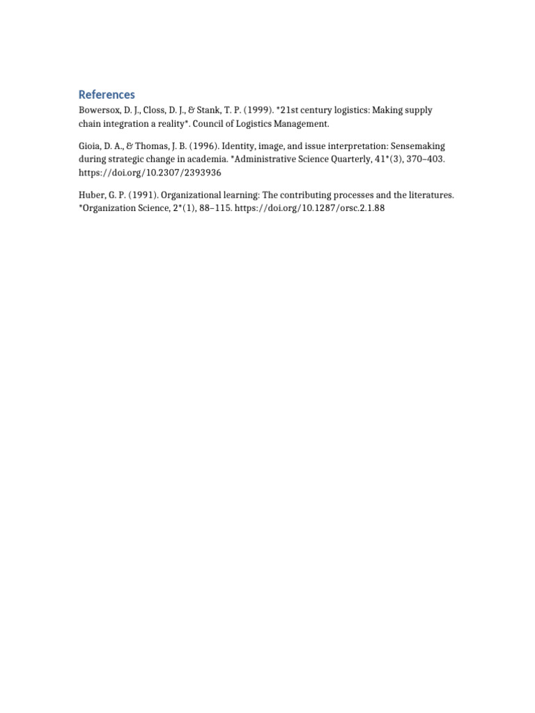 Key References on Supply Chain and Learning | PDF