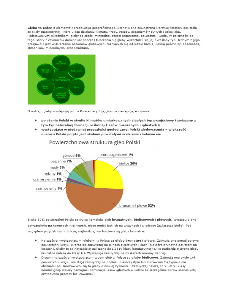 Gleby W Polsce Geografia Klasa 7 | PDF