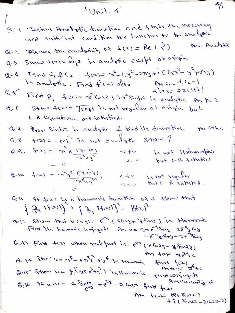 Unit 4 Maths Question Bank | PDF