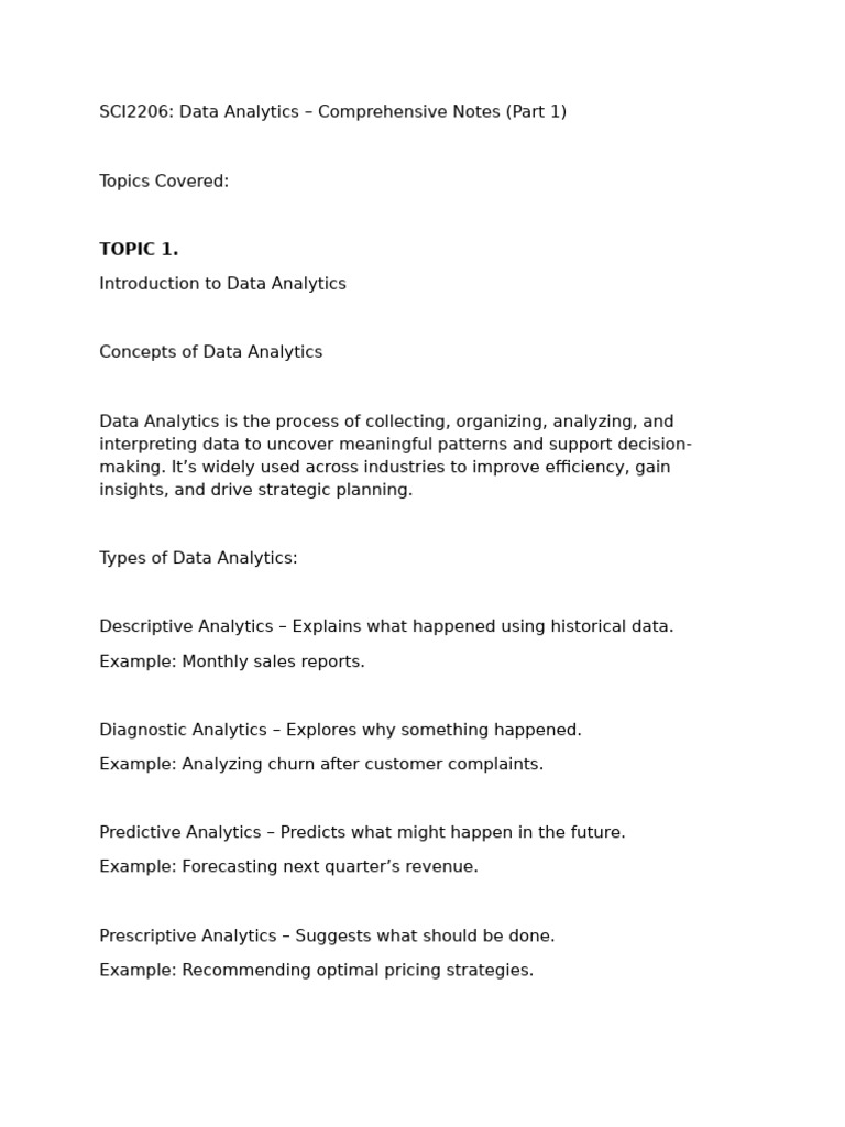 Sia2206 Data Analytics Notes | PDF | Data Analysis | Analytics