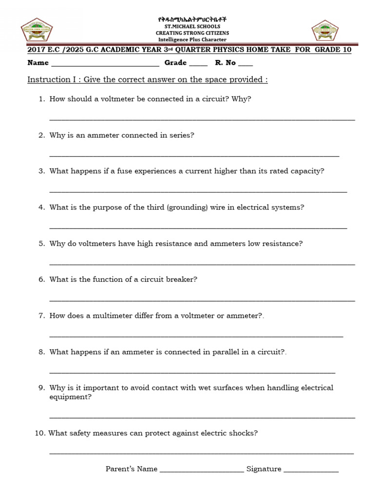 Grade 10 Physics Hometake | PDF