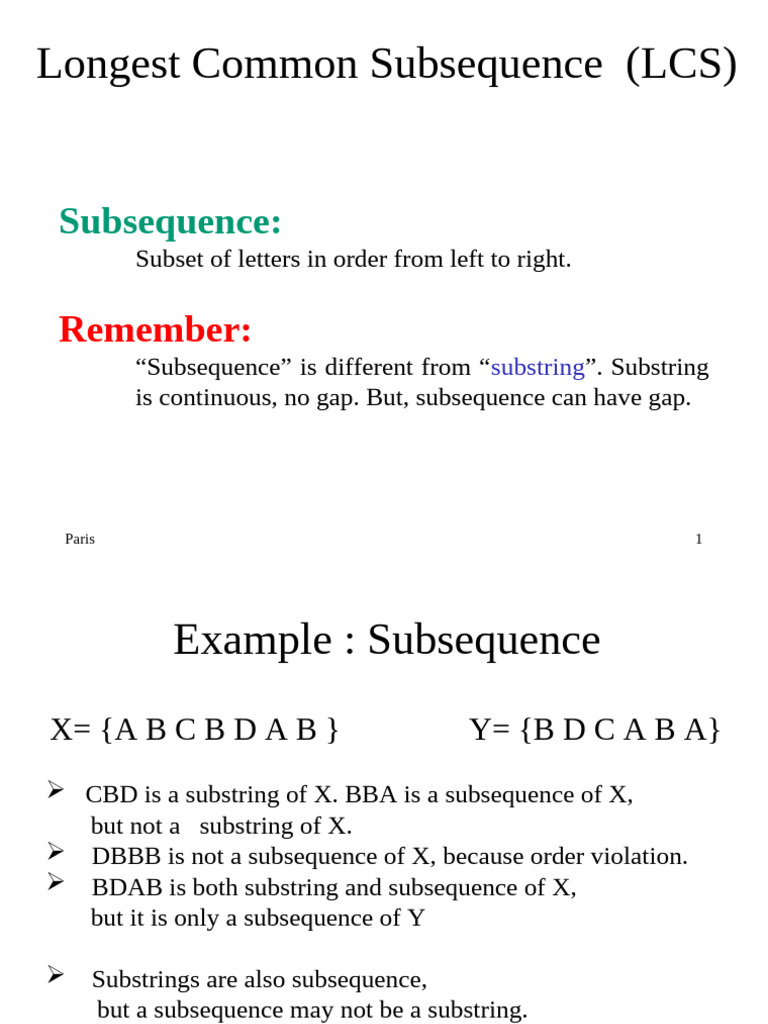 21 Longest Common Subsequence (LCS) | PDF | Theoretical Computer Science | Algorithms And Data ...
