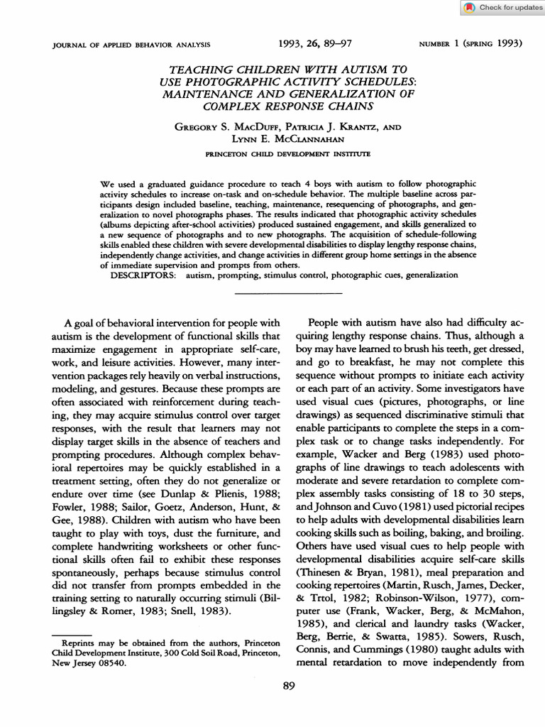 J of App Behav Analysis - Spring 1993 - Macduff - Teaching Children With Autism To Use ...