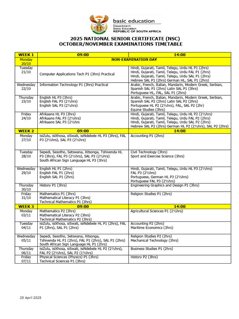 2025 Oct Nov Time Table 25 April 2025 | PDF | Linguistics | Languages ...