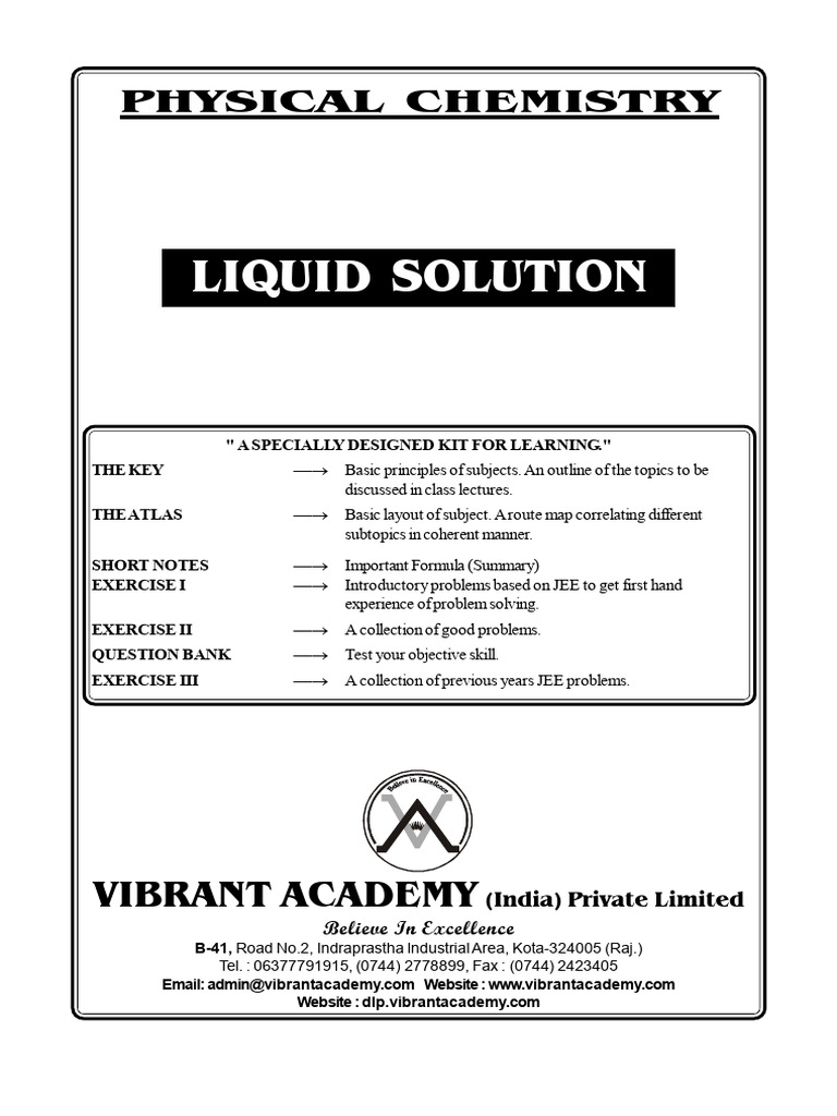 Liquid Solution Vibrant | PDF | Dissociation (Chemistry) | Branches Of Thermodynamics