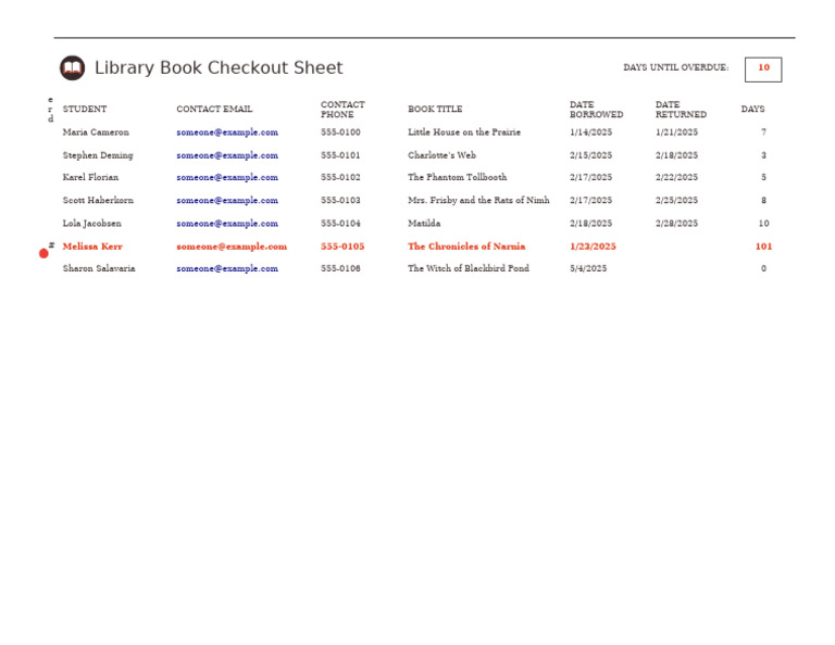 Library Book Checkout Sheet1 | PDF