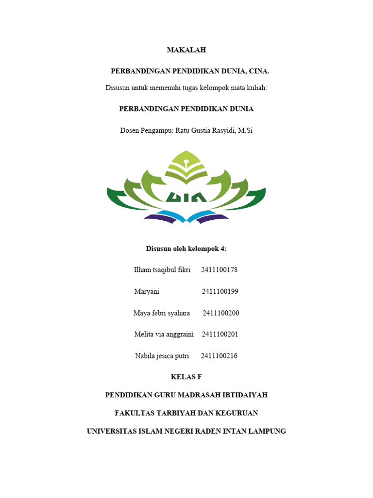 Makalah Perbandingan Pendidikan Di Dunia Cina | PDF