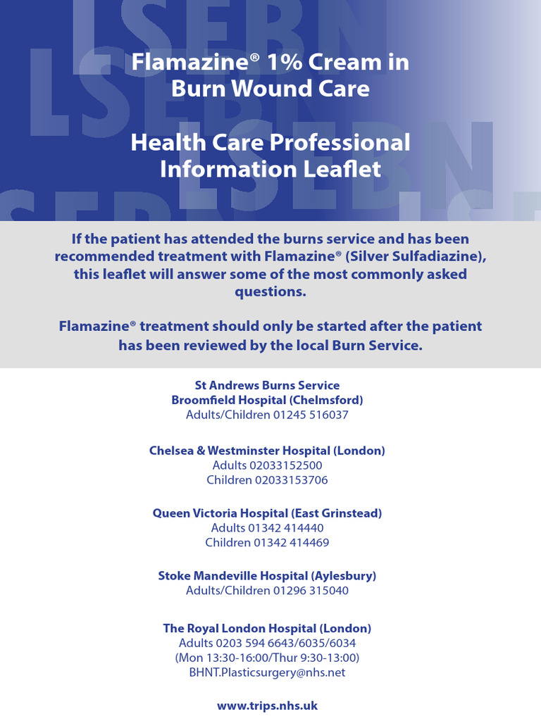 Flamazine® 1pc Cream in Burn Wound Care | PDF | Wound | Dermatitis