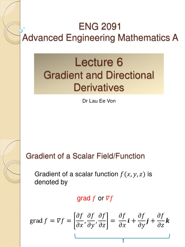 L06 Gradient and Directional Derivatives - Annotated 09032012 | Download Free PDF | Gradient ...