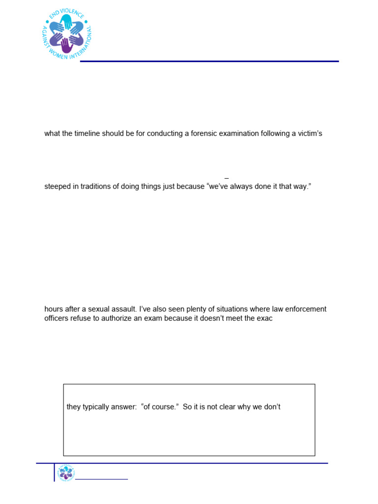 Forensic Exam Timing After Sexual Assault | PDF | Sexual Assault ...