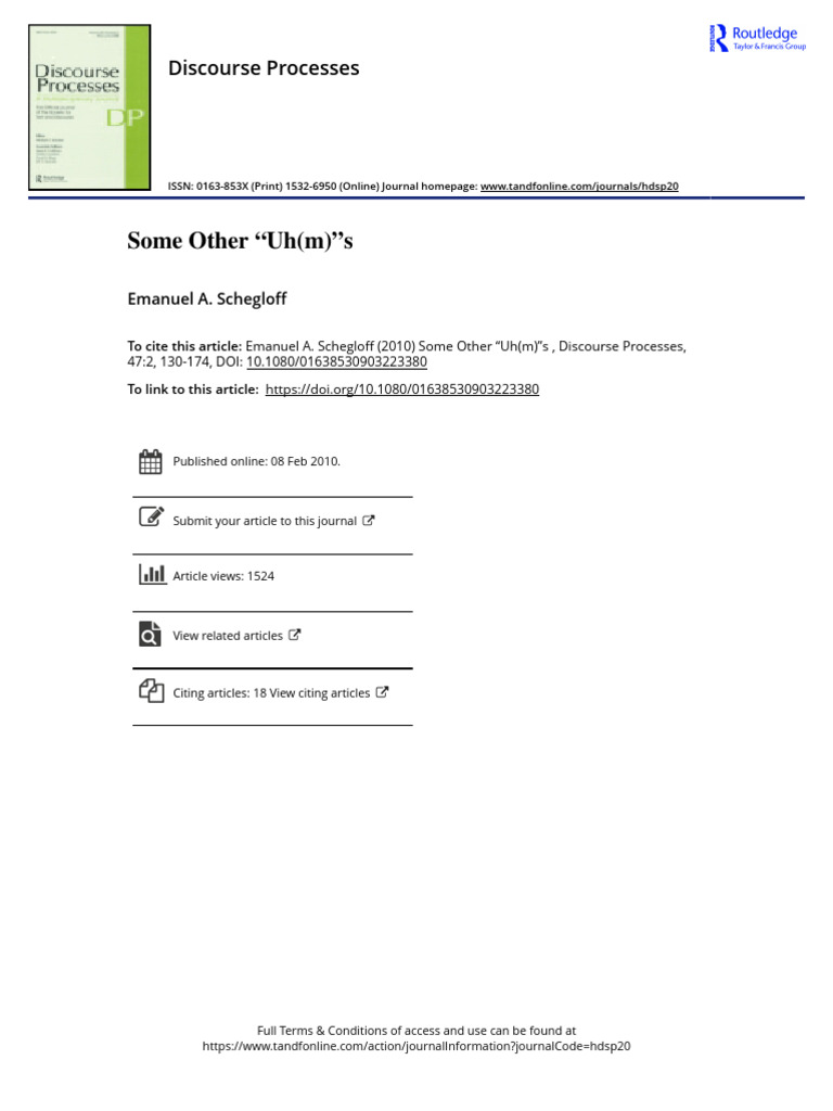 Schegloff 2010 | PDF | Linguistics | Human Communication