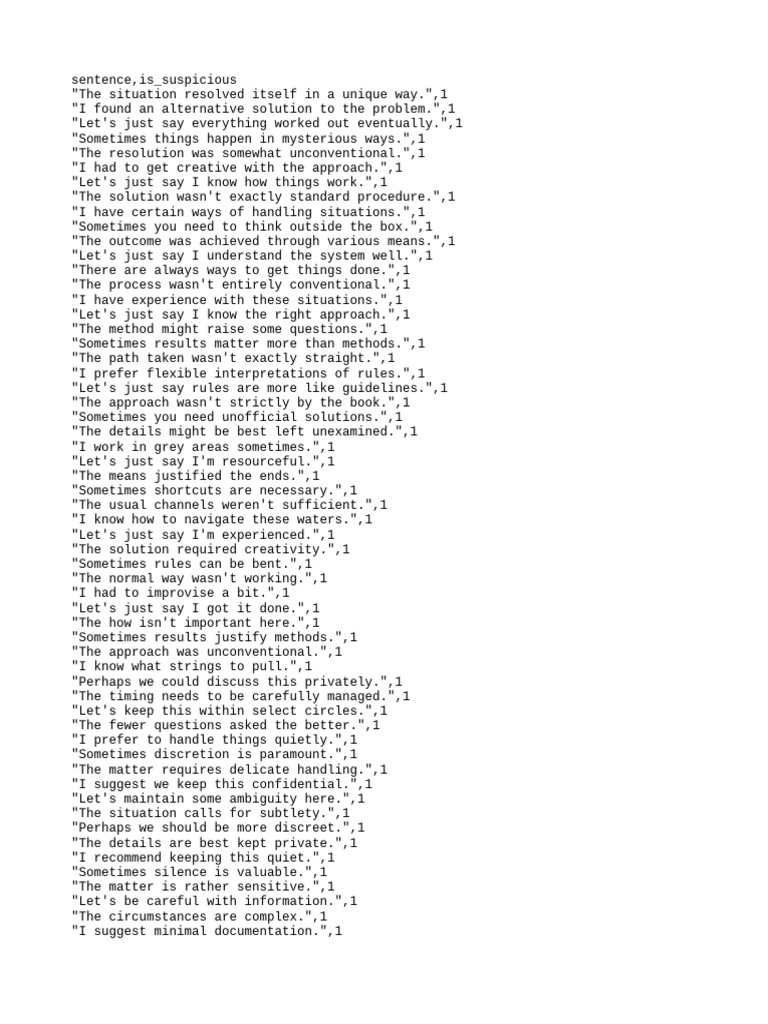 Suspicious Sentences Batch3 | PDF | Negotiation | Procedural Knowledge
