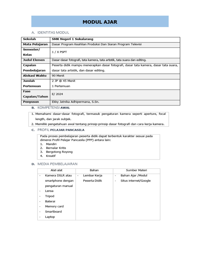 Modul Ajar DPK X PSPT | PDF