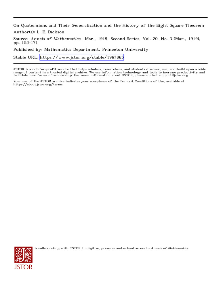 Quaternions and Eight Square Theorem | PDF | Matrix (Mathematics ...