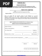Format of SH 1 Share Certificate | PDF