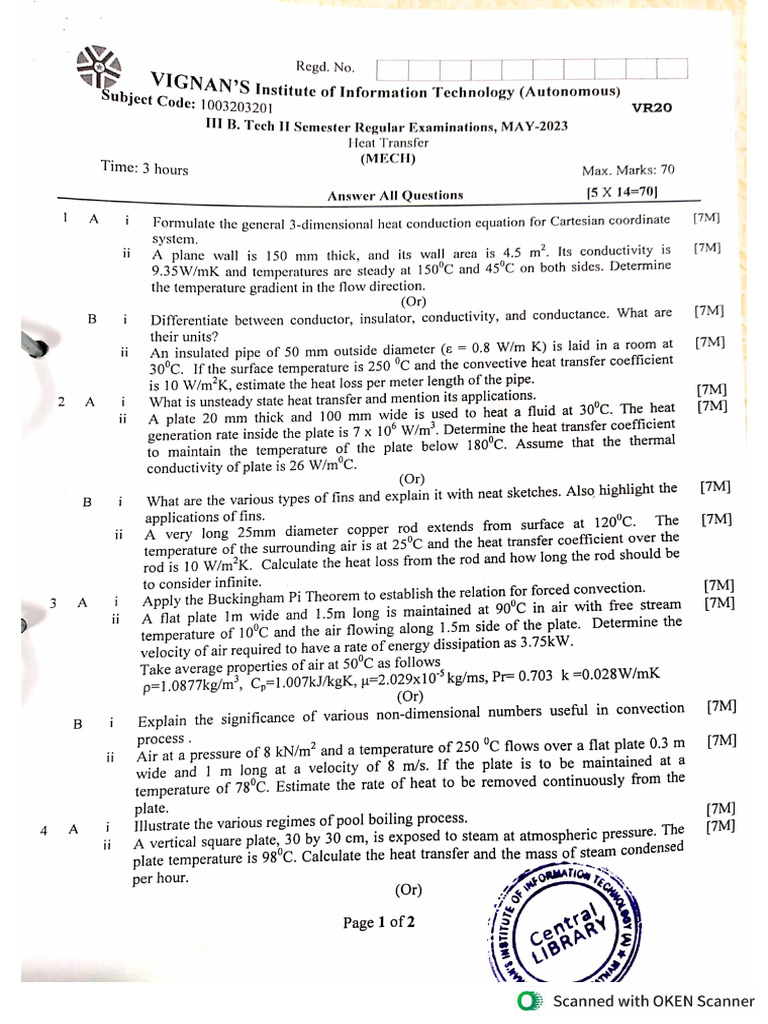 Heat Transfer Old QP | PDF